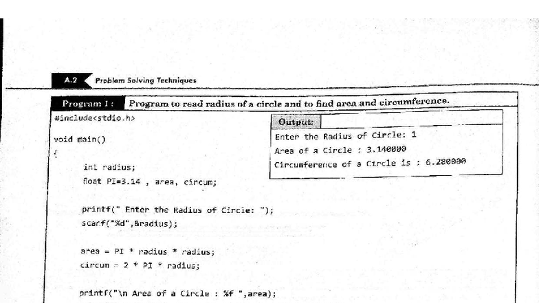 A.2 Problem Solving Techniques: Circle Area, Largest Number, Prime ...