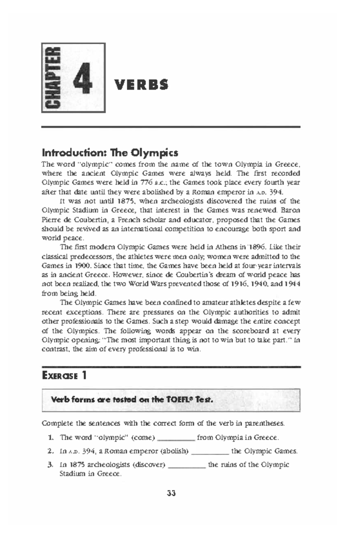 Verbs Problems: Understanding Olympic History and Usage - Studocu