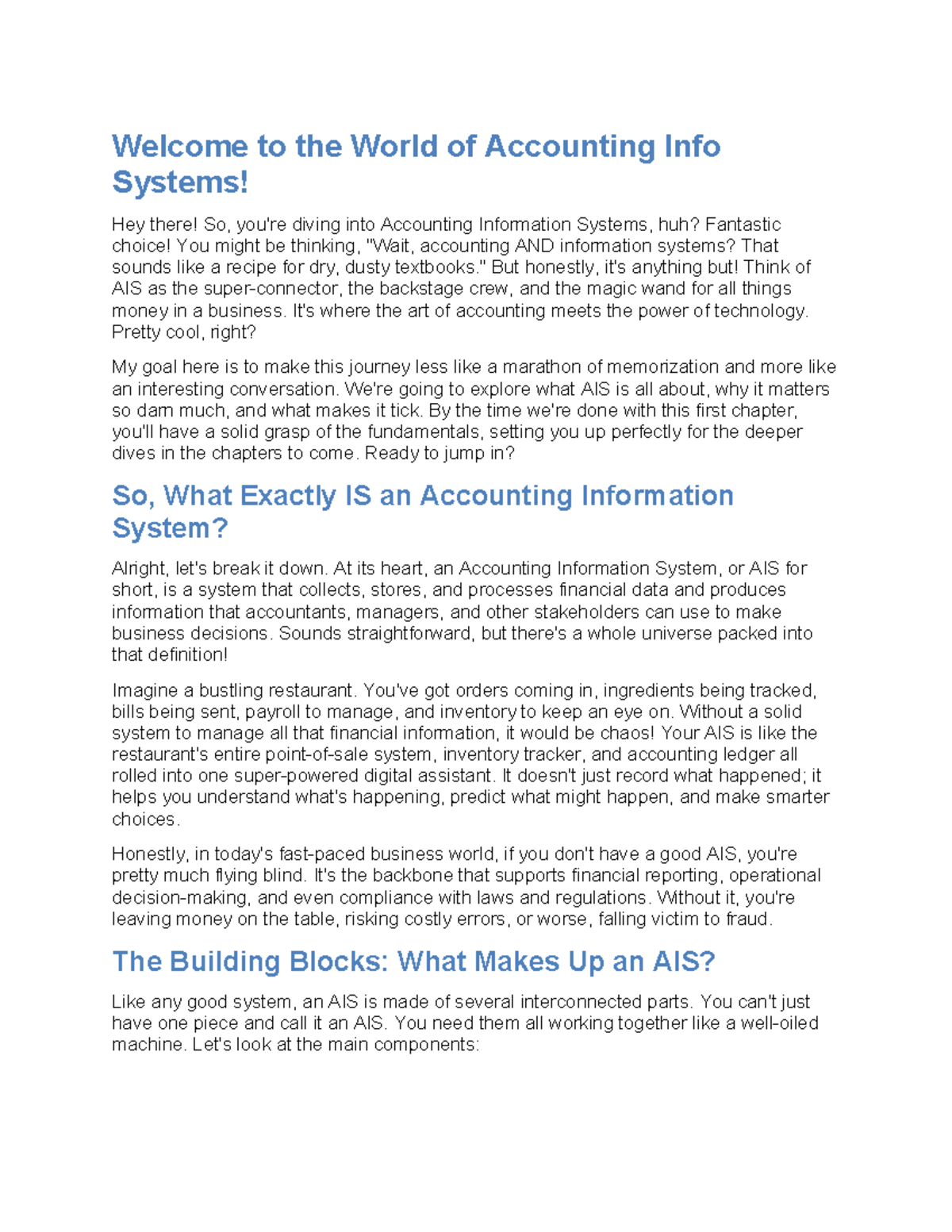 Accounting Info Systems for Beginners: A Comprehensive Intro - Studocu