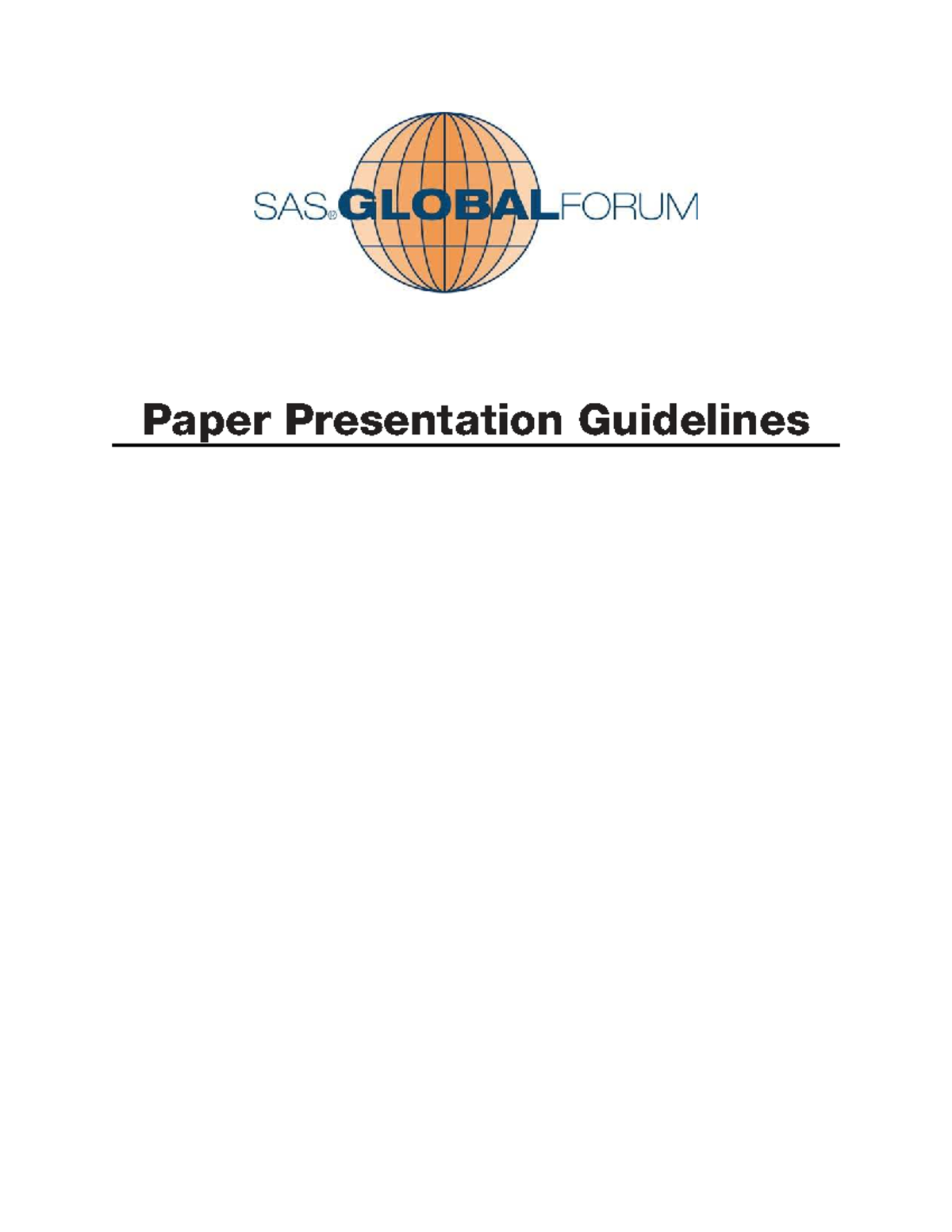 SAS Global Forum Paper Presentation Guidelines - Studocu