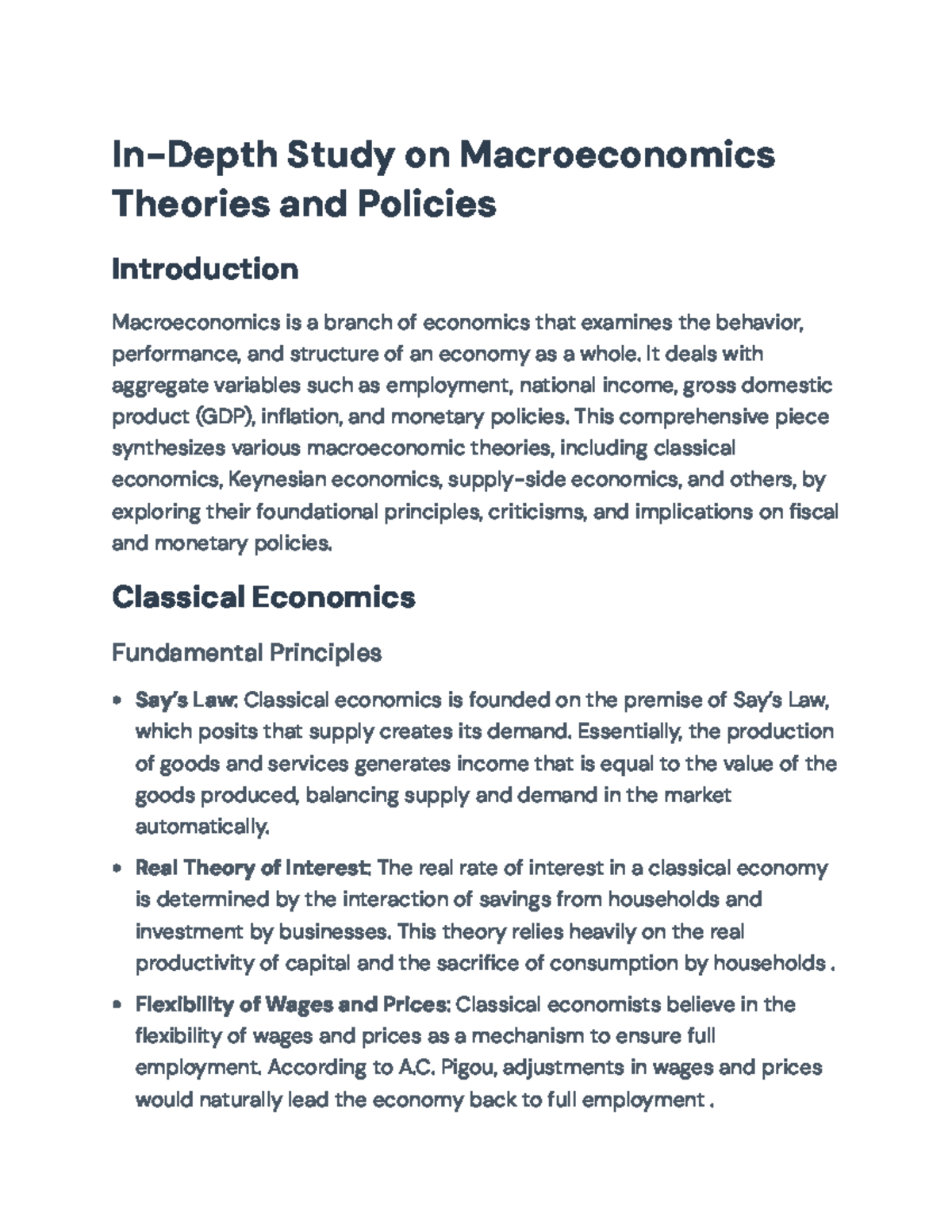 Comprehensive Overview of Macroeconomic Theories and Policies - In ...