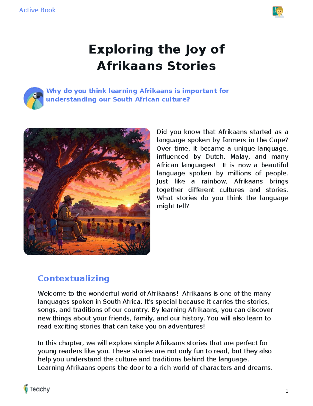 Active Book: Exploring Afrikaans Stories and Culture - Studocu