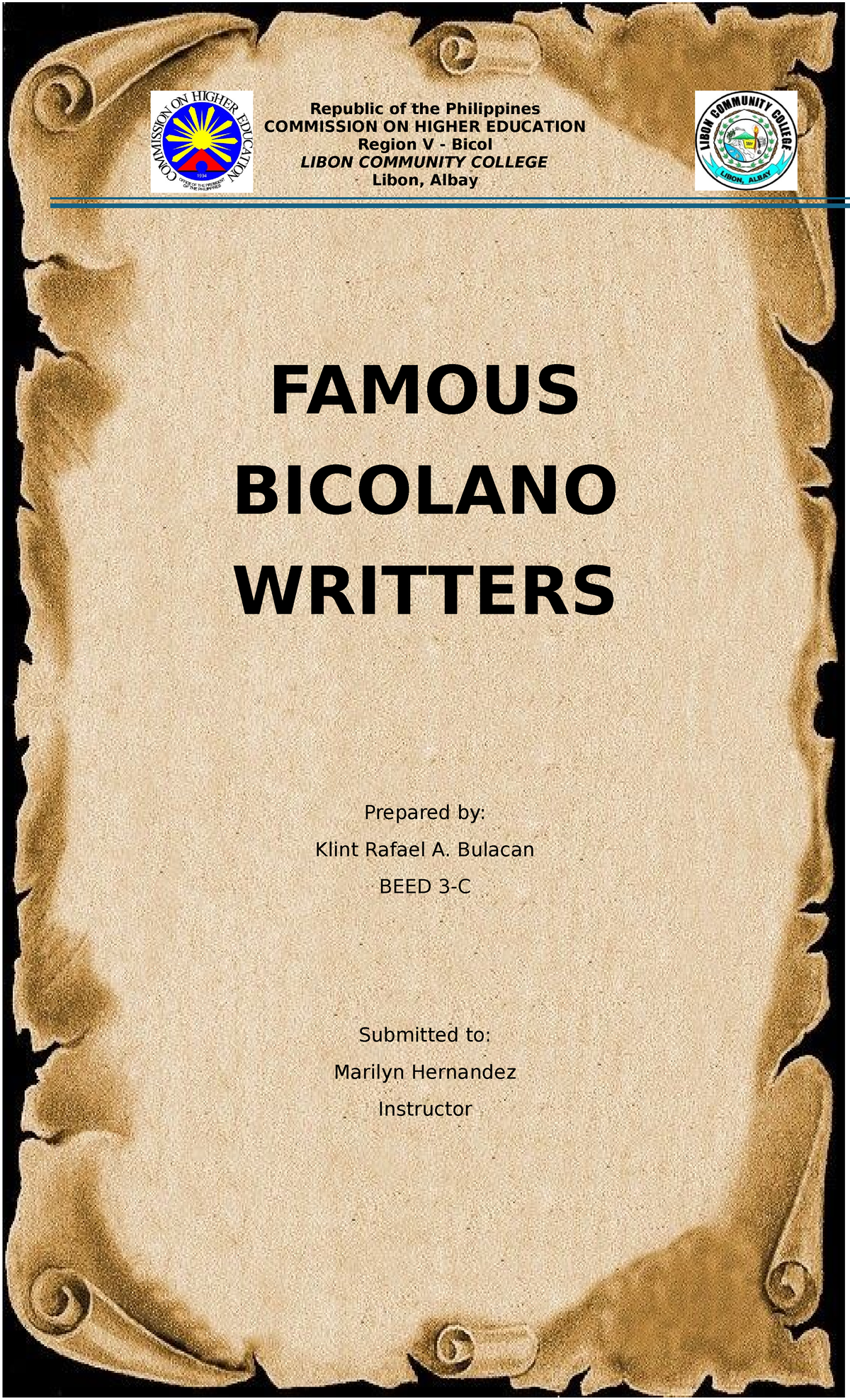 Famous Bicolano Writers - BEED 3-C - Studocu