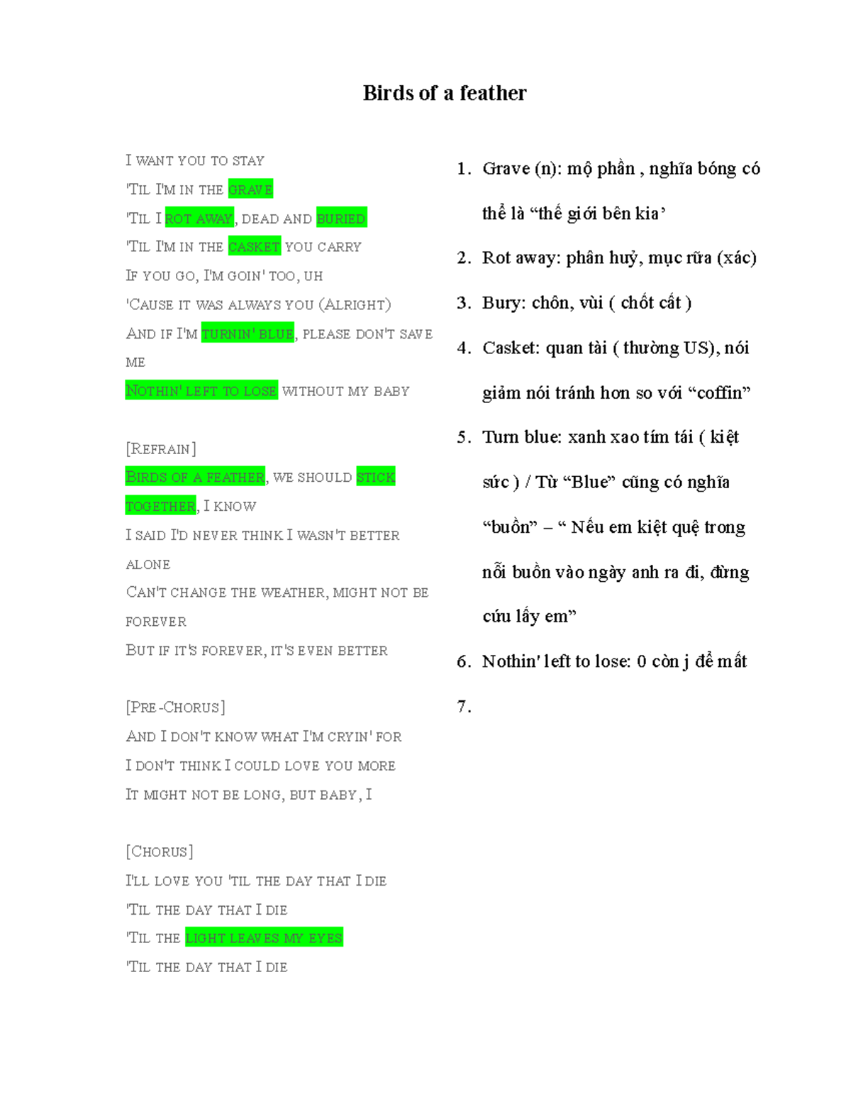 Birds of a Feather - Analysis and Interpretation Notes - Studocu