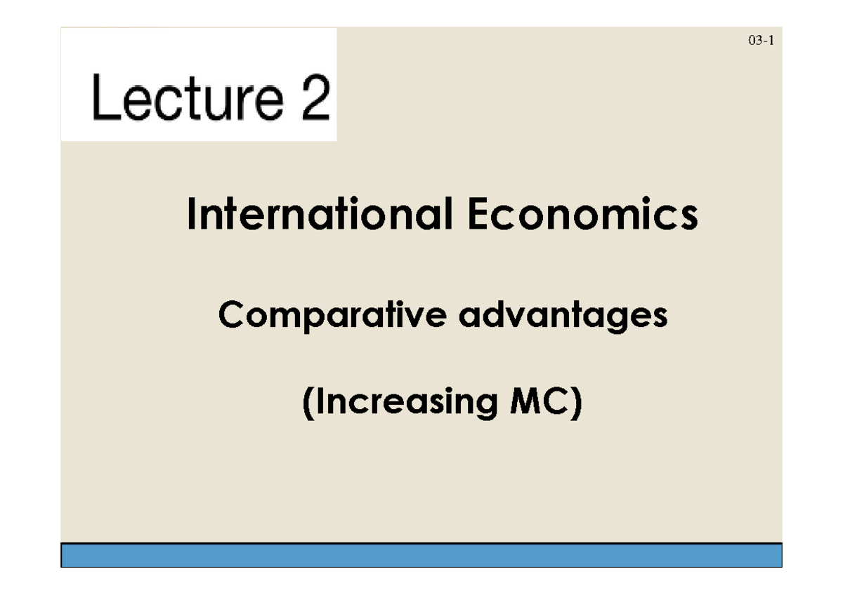 Inter eco 2 - PP amphi - International Economics Comparative advantages ...