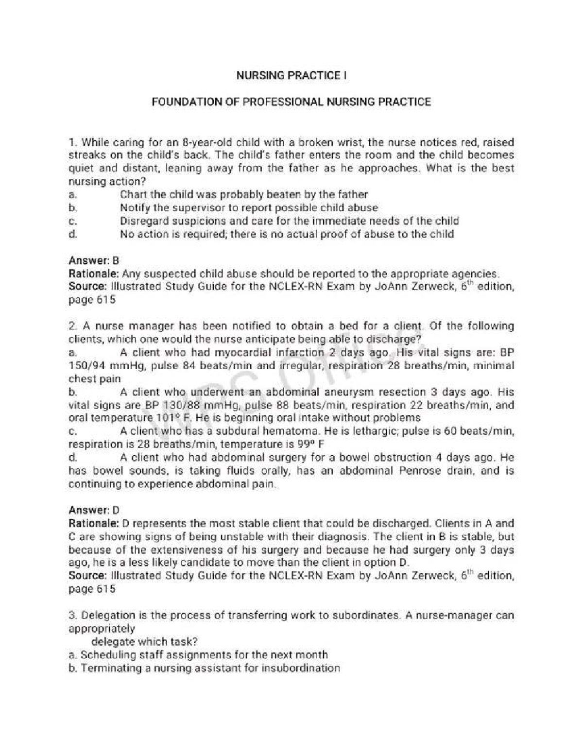 NURSING PRACTICE I: 100 Essential Questions for Exam Preparation - Studocu