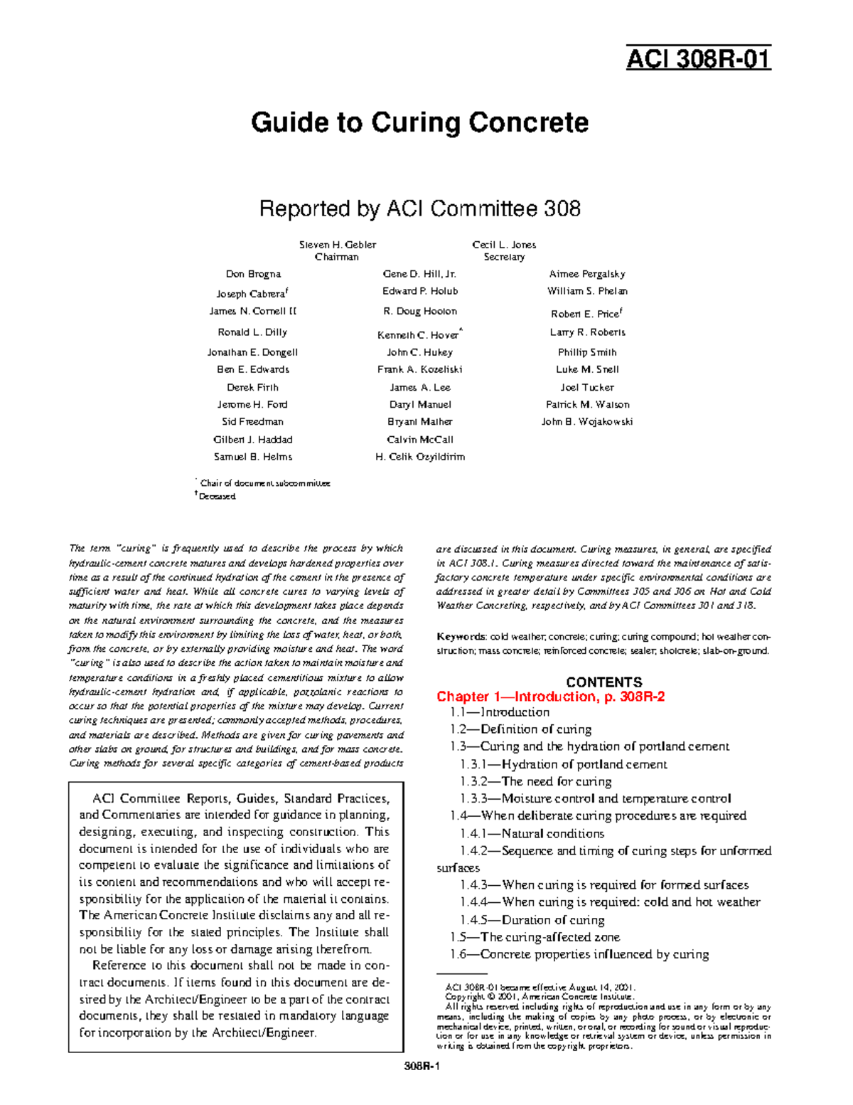 Guide to Curing Concrete Strategies ACI 308R-01: Best Practices - Studocu