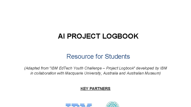 AI Project Logbook for Class 12: Student Resource Guide - Studocu