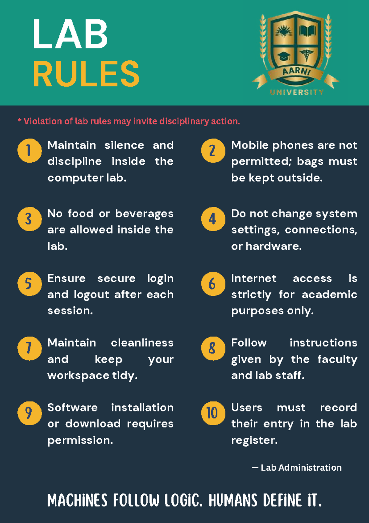 LAB RULES: Guidelines for Computer Lab Conduct - Studocu