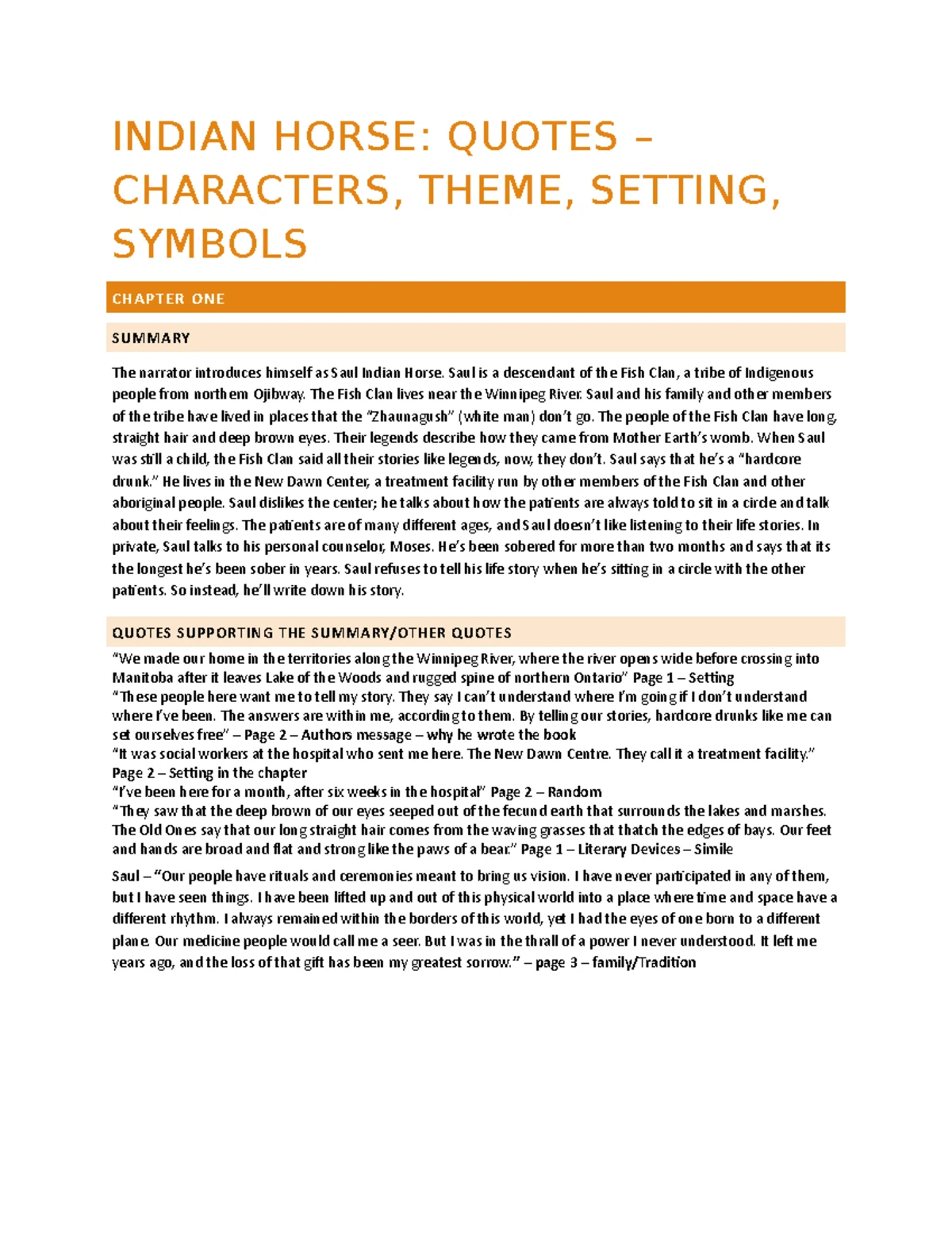 Indian horse - English - INDIAN HORSE: QUOTES – CHARACTERS, THEME ...