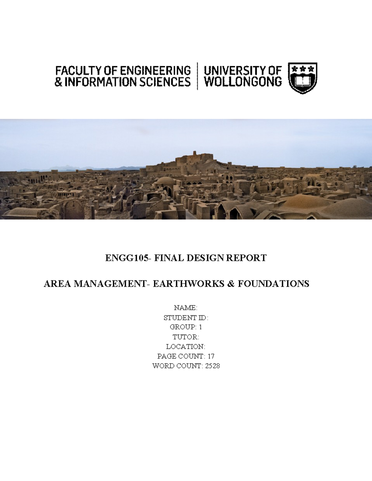 FINAL DESIGN REPORT: FOUNDATIONS & EARTHWORKS (COURSE CODE) - Studocu