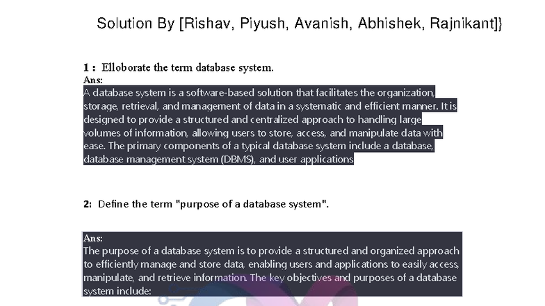 DBMS 101: Database System Concepts and Practices - Quiz Solutions - Studocu