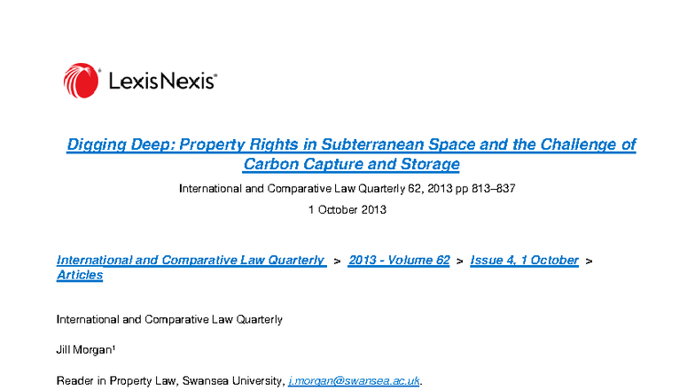Property Rights and Carbon Capture: A Comparative Study on Subterranean ...