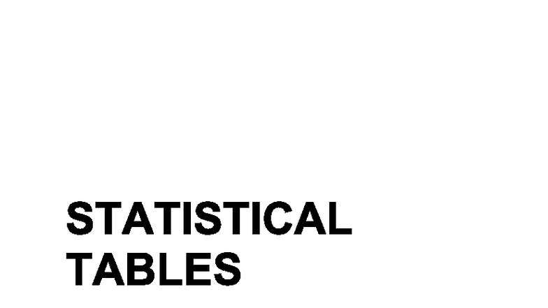 STAT 101: Statistical Tables for Normal, t, F Distributions - Studocu