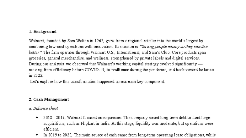 Walmart Financial Analysis & Forecast (2023-2025) - Case Study - Studocu