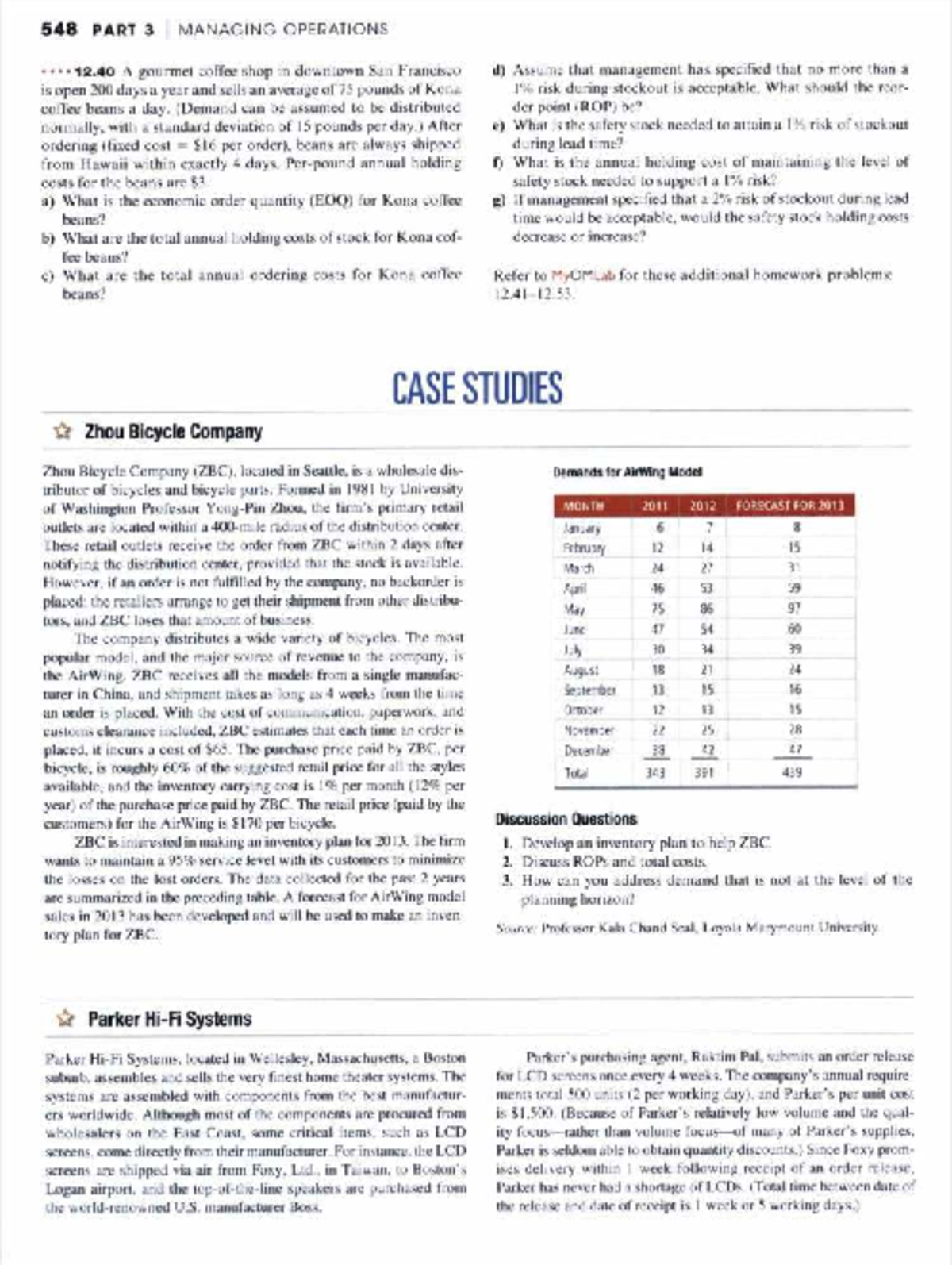 548 Case Study: Inventory Management for Zhou Bicycle Company - Studocu
