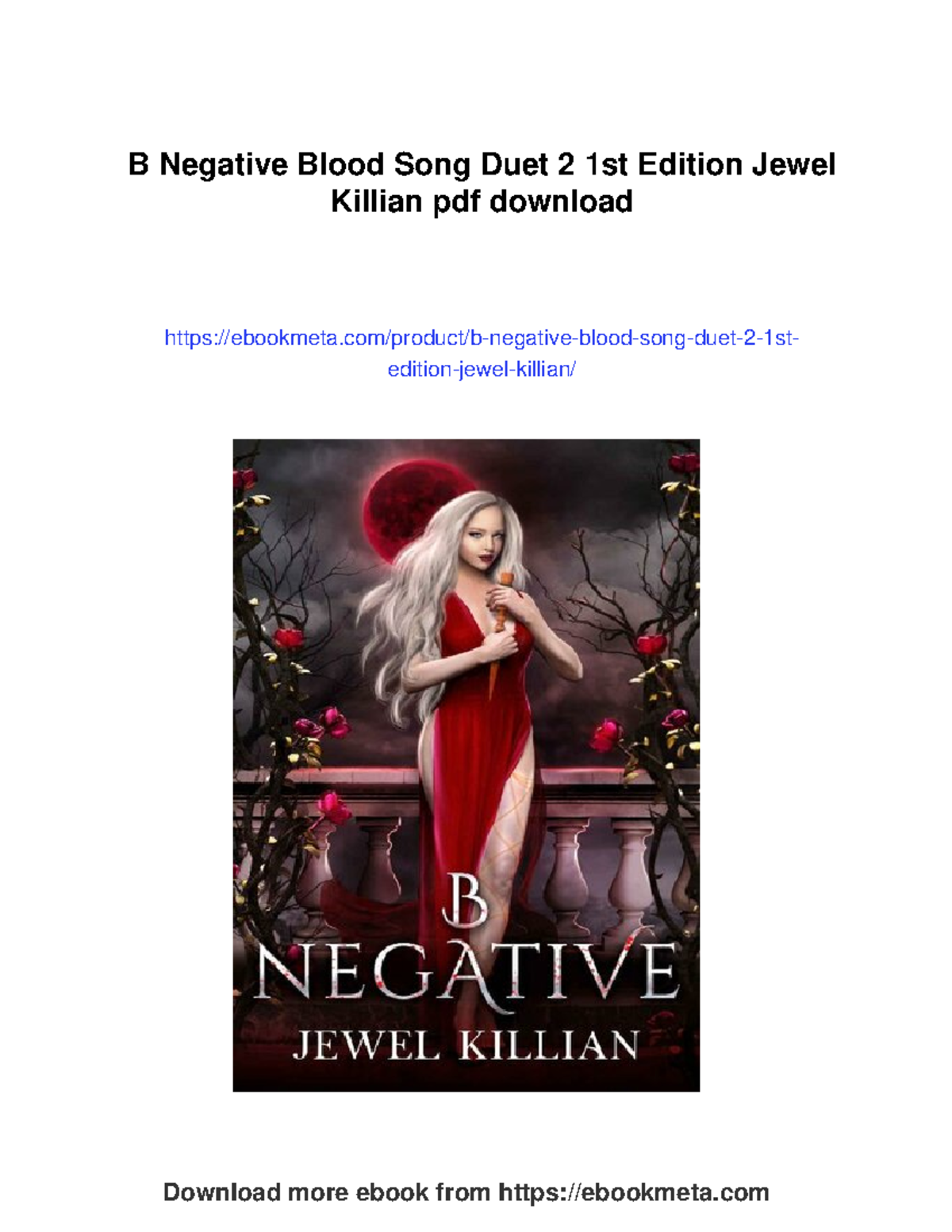 B Negative Blood Song Duet 2 - 1st Edition by Jewel Killian PDF ...