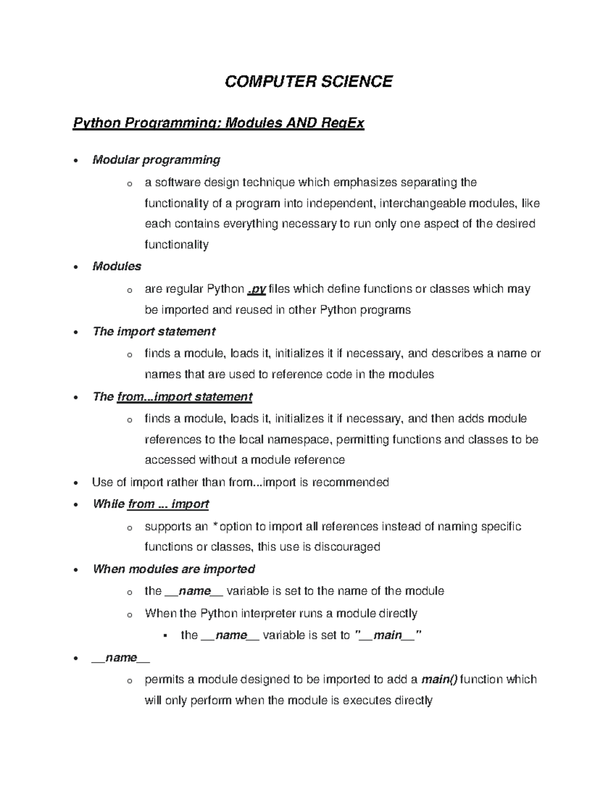 Python Programming Modules And Regex Computer Science Usep Studocu