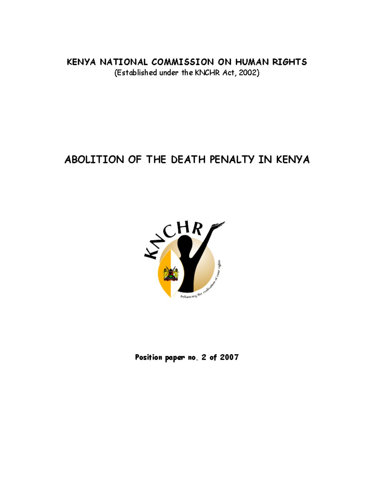 KNCHR Position Paper: Advocating for Death Penalty Abolition - Final ...