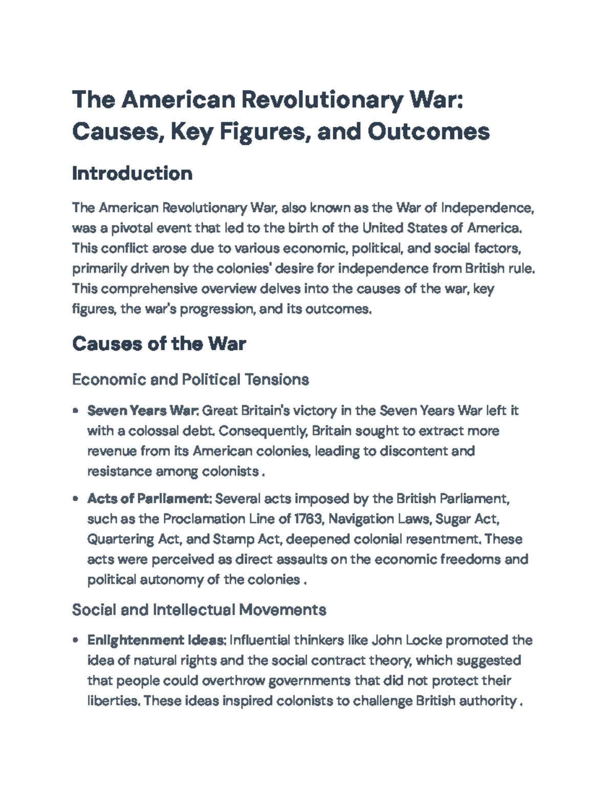 American Revolutionary War: Causes, Key Figures, and Outcomes Overview ...