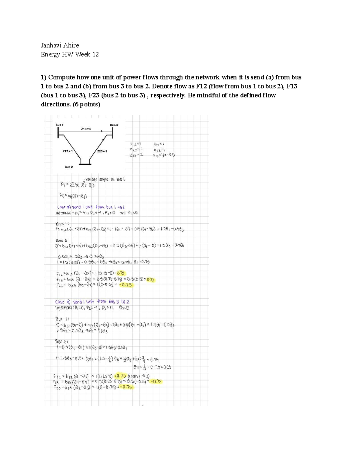 Energy HW Week 12: Power Flow Calculations in Networks - Studocu