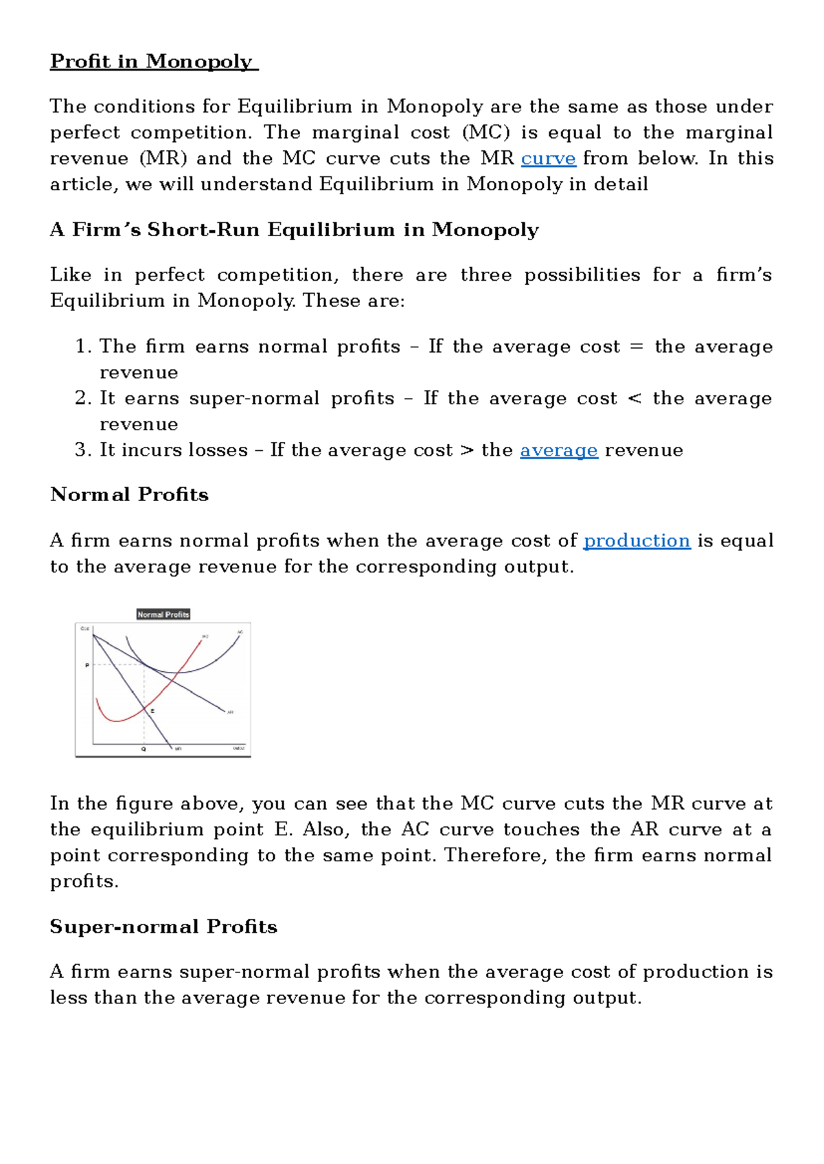 Monopoly Profit Analysis: Short & Long-Run Equilibrium Insights - Studocu