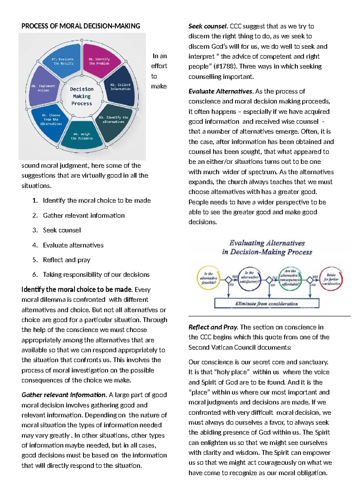 Process of Moral Decision Making: Key Methods and Criteria - Studocu