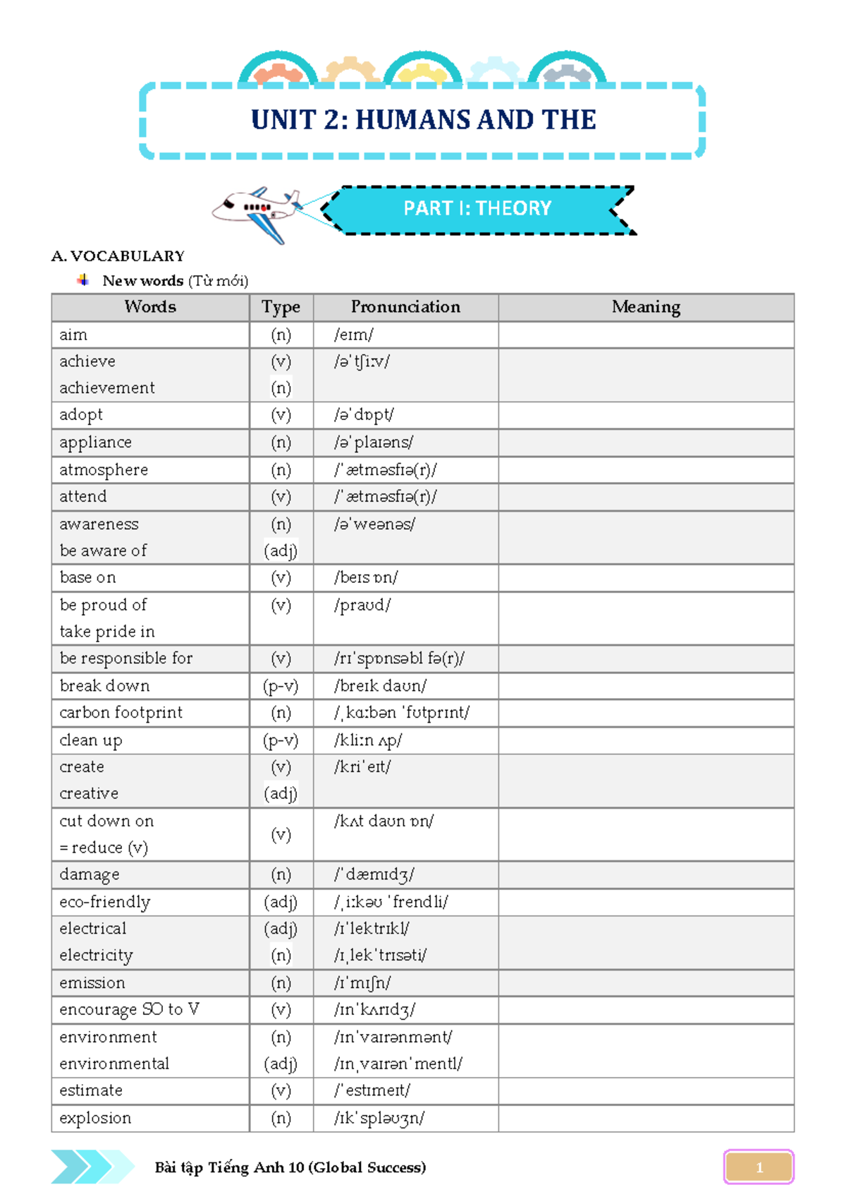 Unit 2 (Global 10) (HS) - Vocabulary & Grammar Practice for Exam - Studocu