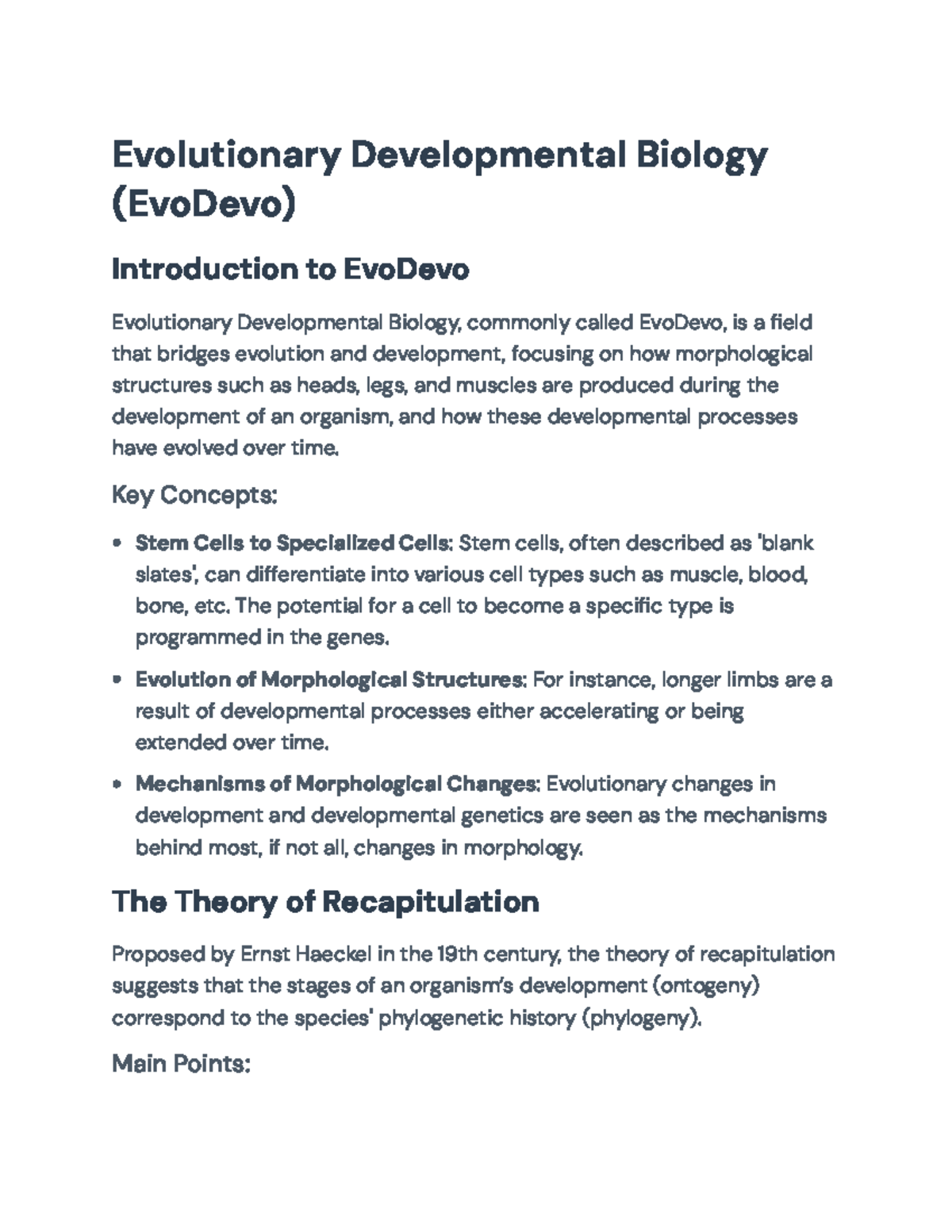 Evolutionary Developmental Biology (EvoDevo): Concepts & Implications ...