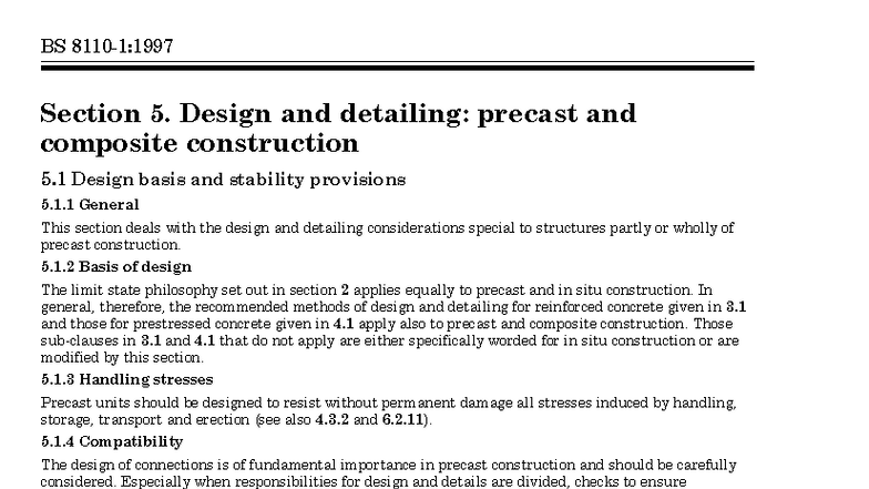 BS 8110 Part 1 Section 5: Design & Detailing of Precast & Composite ...