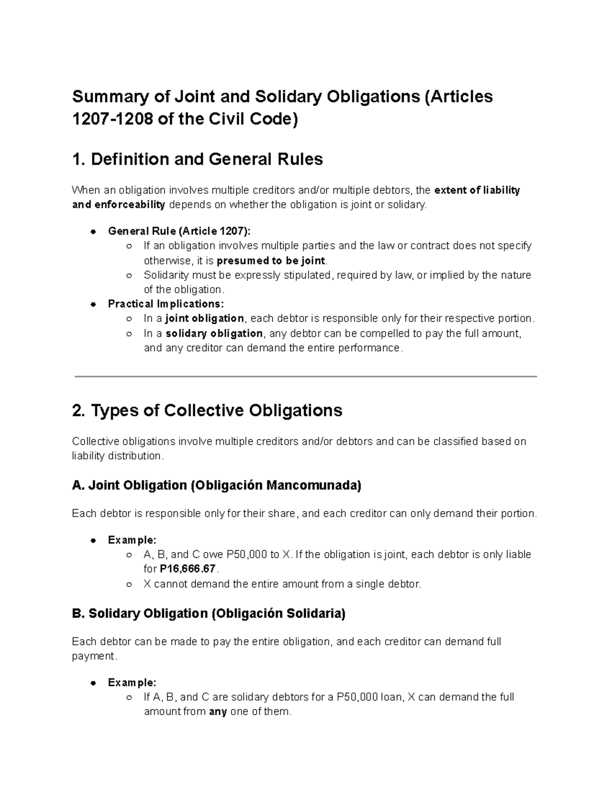 Joint vs Solidary Obligations: Summary and Key Differences (Civ. Code ...