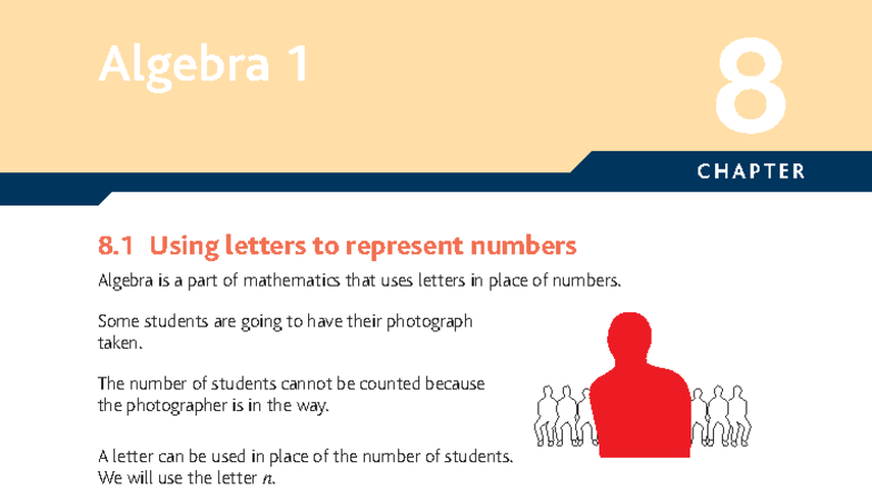 Algebra 1 CHAPTER 8: Using Letters to Represent Numbers and Expressions ...