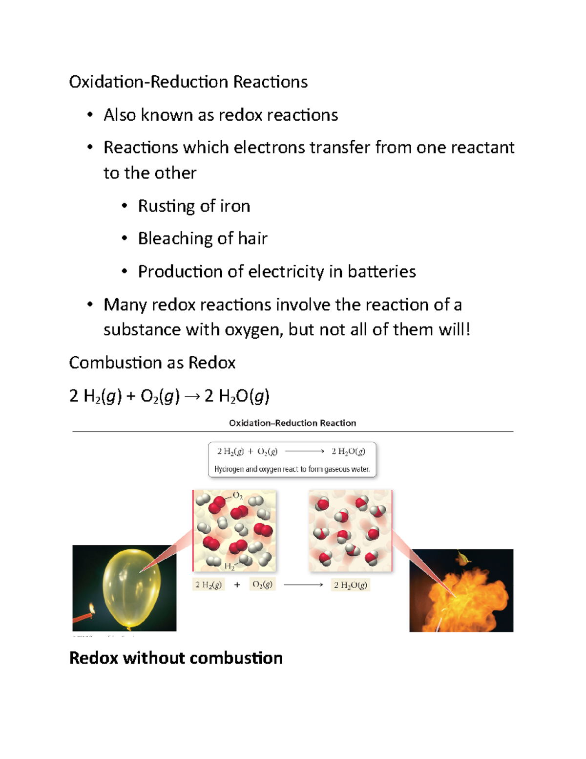 CHEM 101: Oxidation-Reduction Reactions Summary and Key Concepts - Studocu
