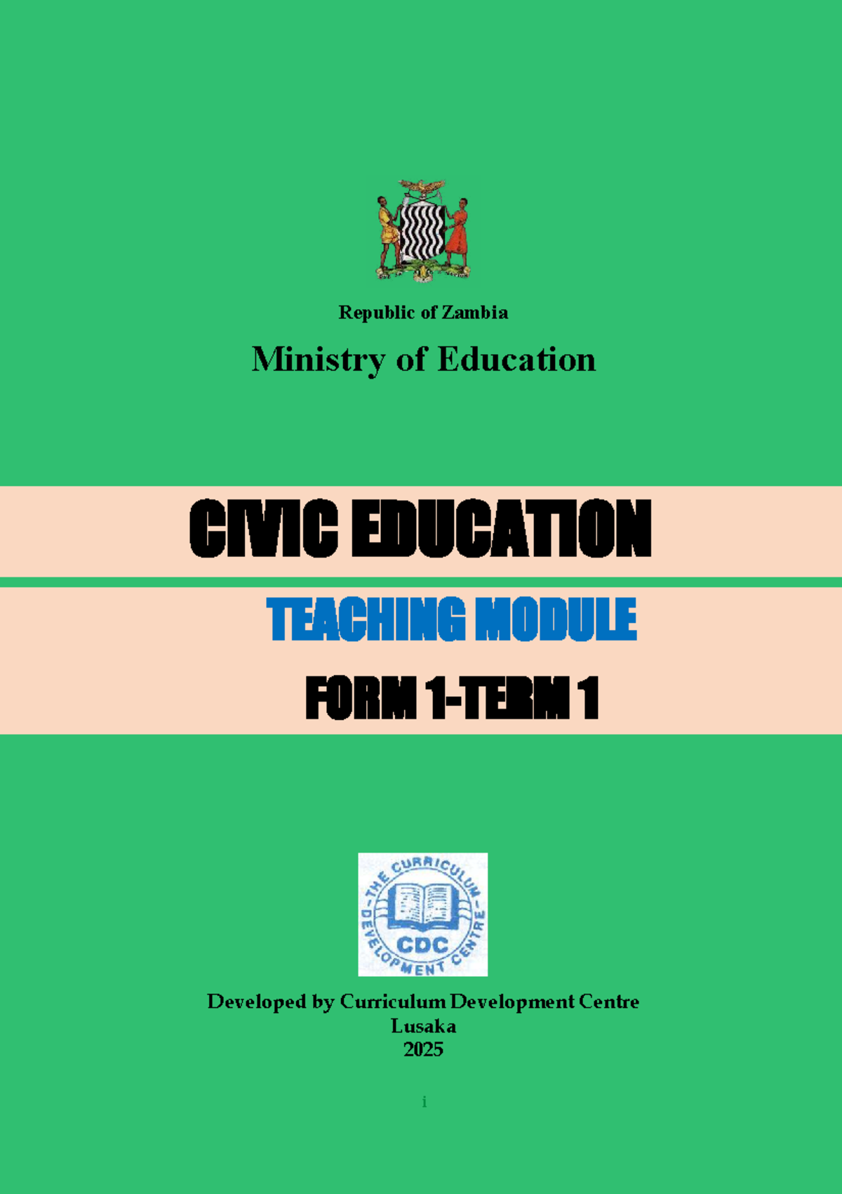 CIVIC EDUCATION TEACHING MODULE FORM 1 - ZAMBIA 2025 - Studocu