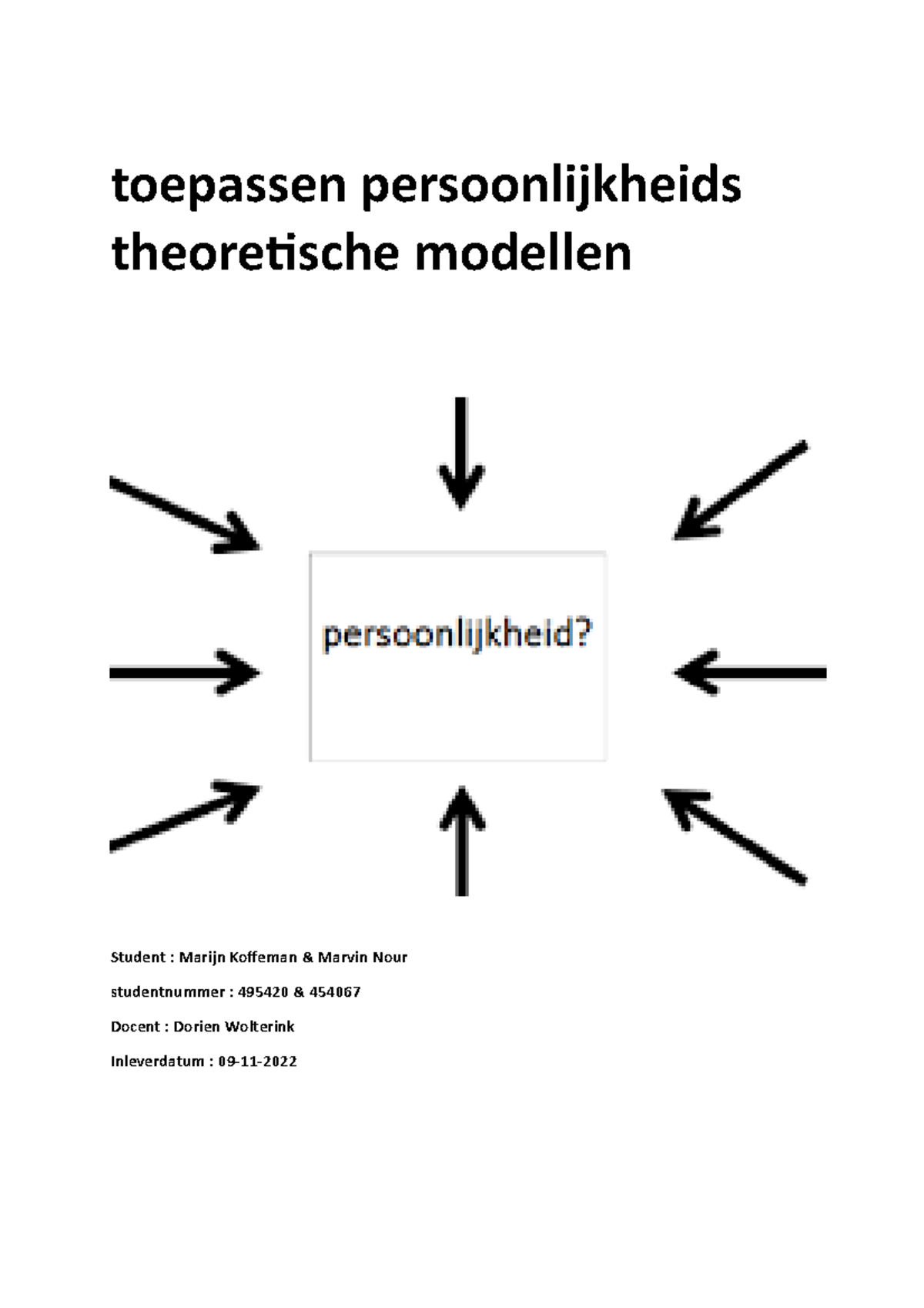 Toepassing van Persoonlijkheidstheoretische Modellen - Verslag 2 ...