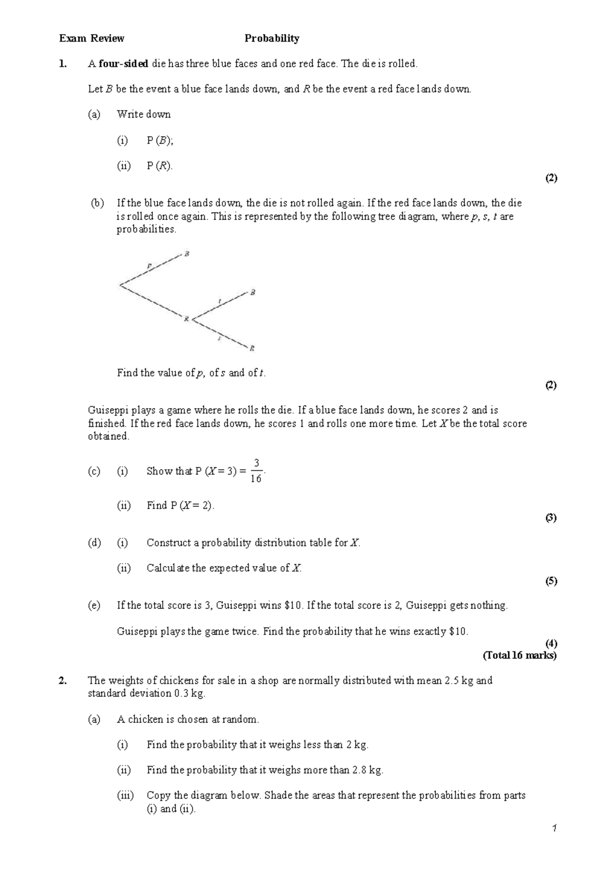 Exam Review 1: Probability Concepts and Calculations - Studocu