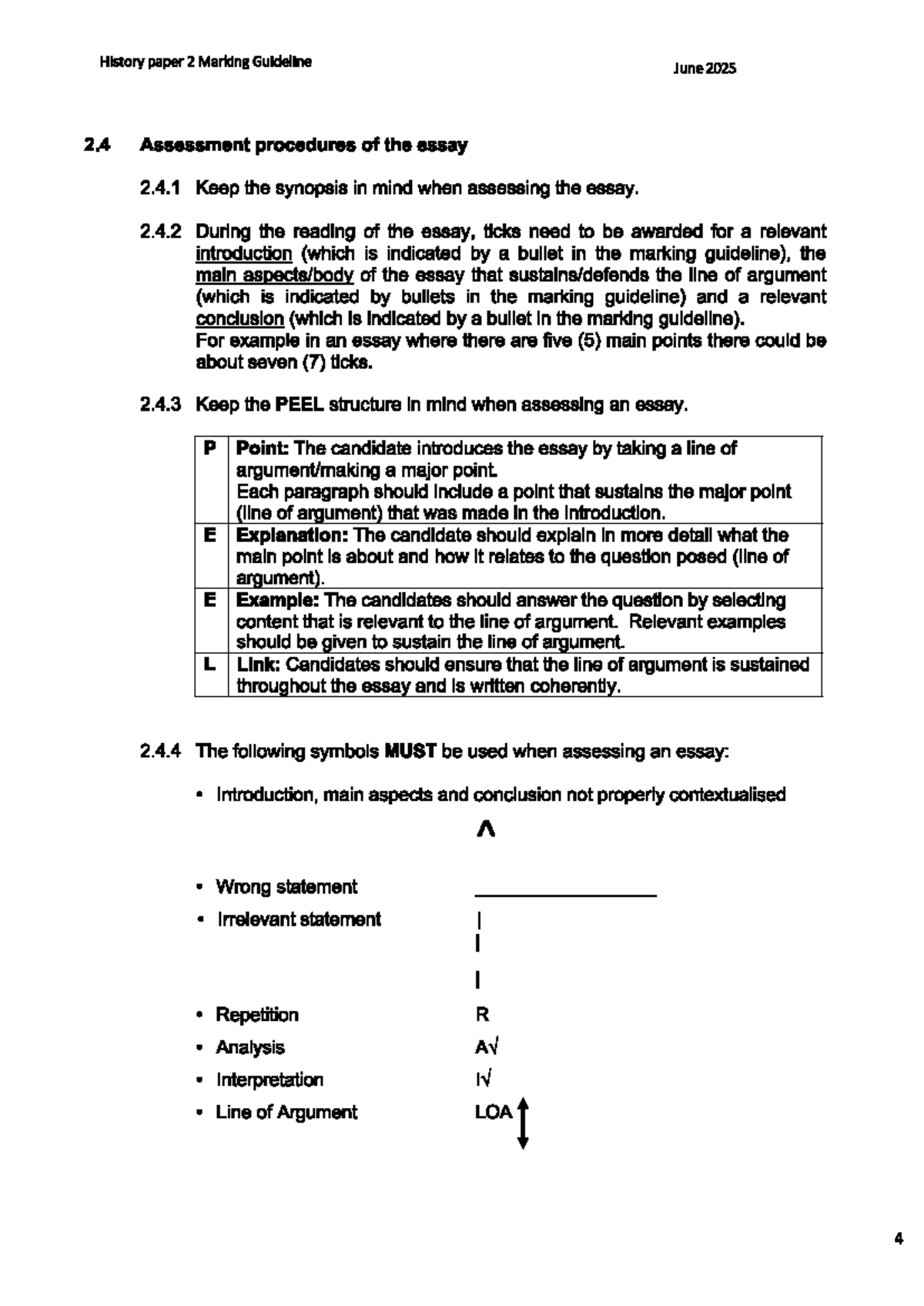 History Paper 2: Essay Marking Guidelines & Matrix (June 2025) - Studocu