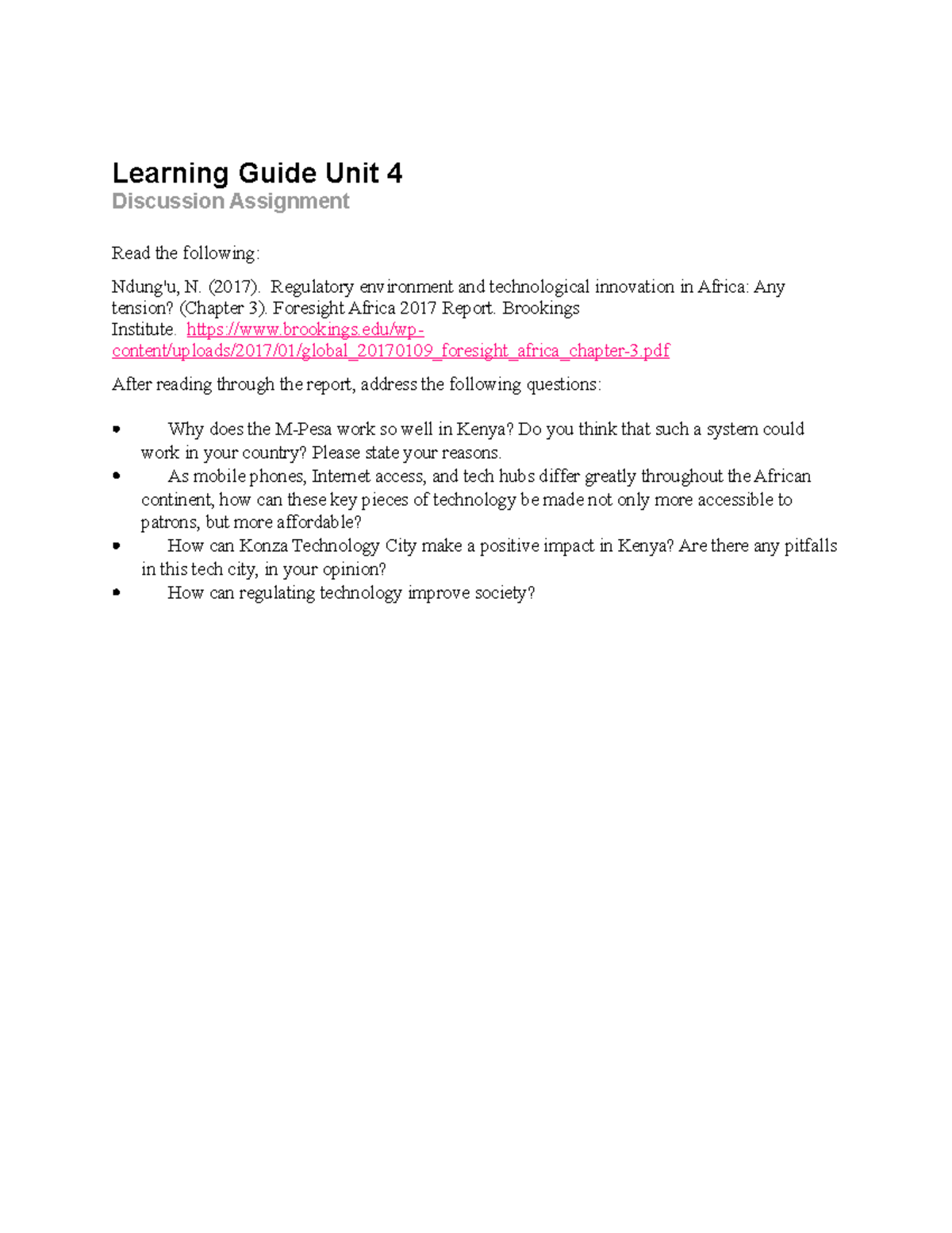 Unit 4 Discussion Assignment (POLS 1503) - Learning Guide Unit 4 Discussion Assignment Read the ...
