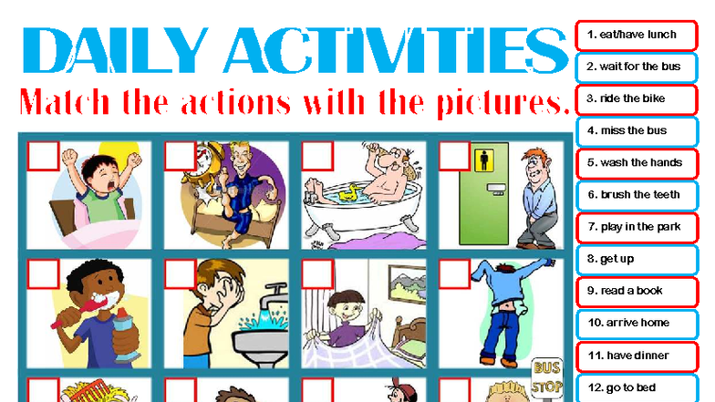 Daily Activities in English - iSLCollective.com - Studocu