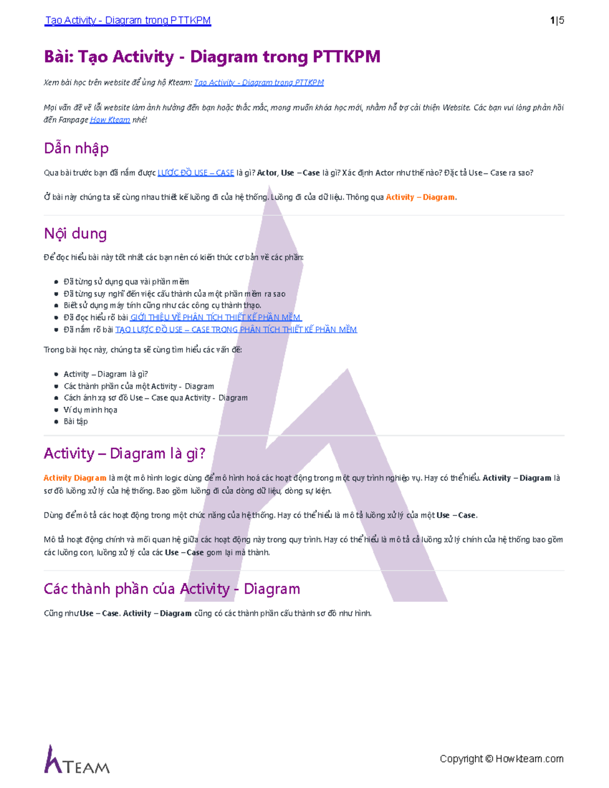 Tạo Activity Diagram trong PTTKPM: Hướng Dẫn Chi Tiết và Ví Dụ - Studocu