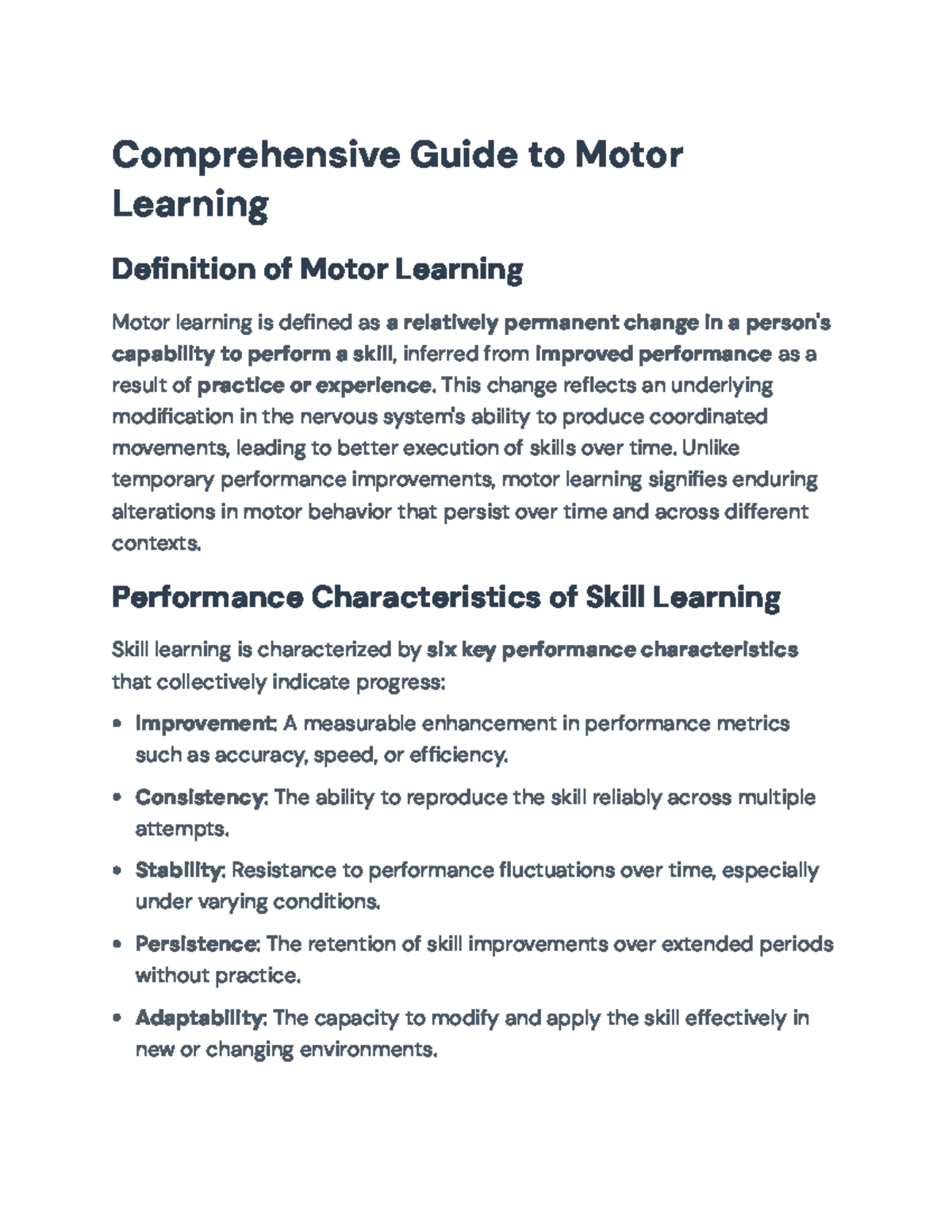 Comprehensive Guide to Motor Learning: Mechanisms & Stages (ML 101 ...