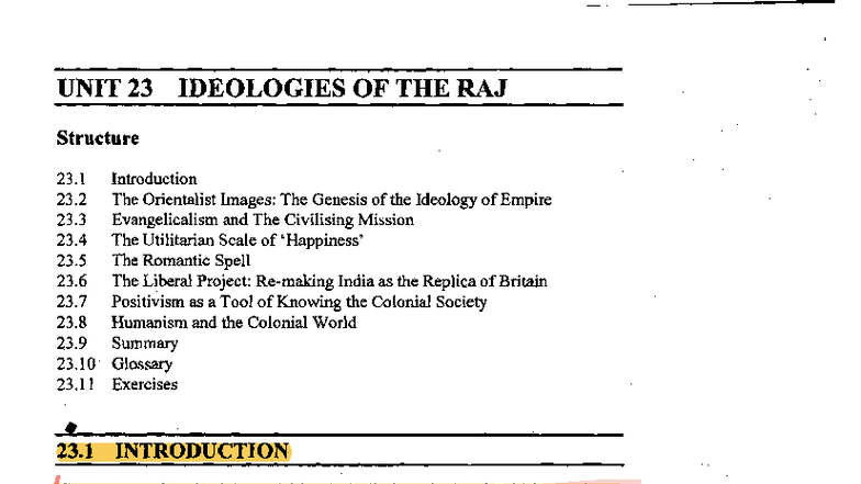 Unit 23: Ideologies of the Raj - An In-Depth Analysis - Studocu