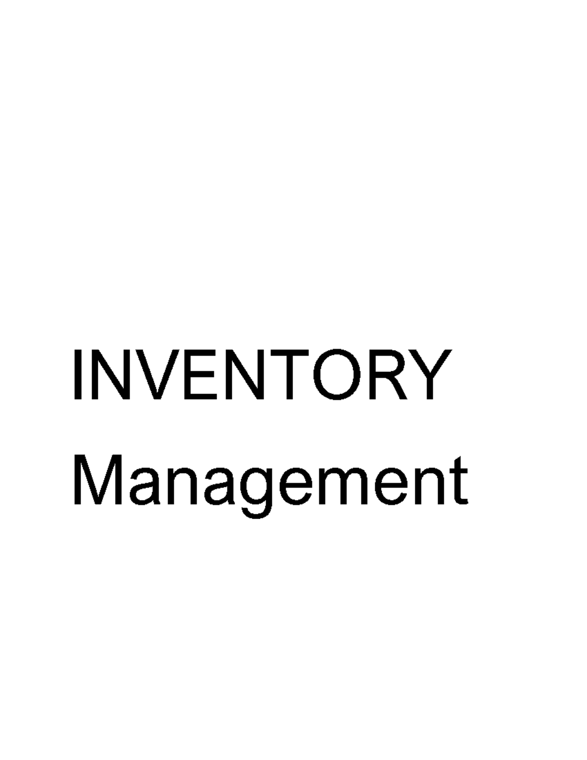 INVENTORY Management GROUP ASSIGNMENT: Planning & Replenishment ...