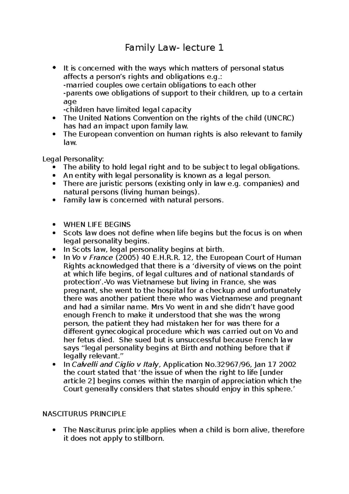 1Family Law - family law notes - Family Law- lecture 1 It is concerned ...