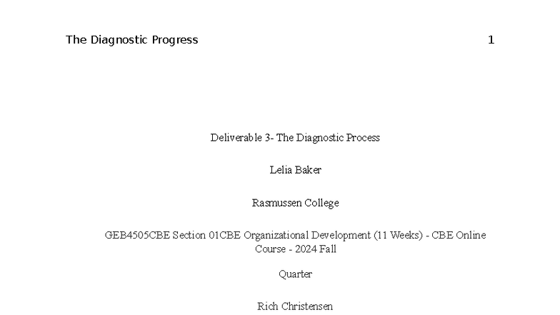 GEB4505CBE Diagnostic Process Deliverable: Organizational Change ...