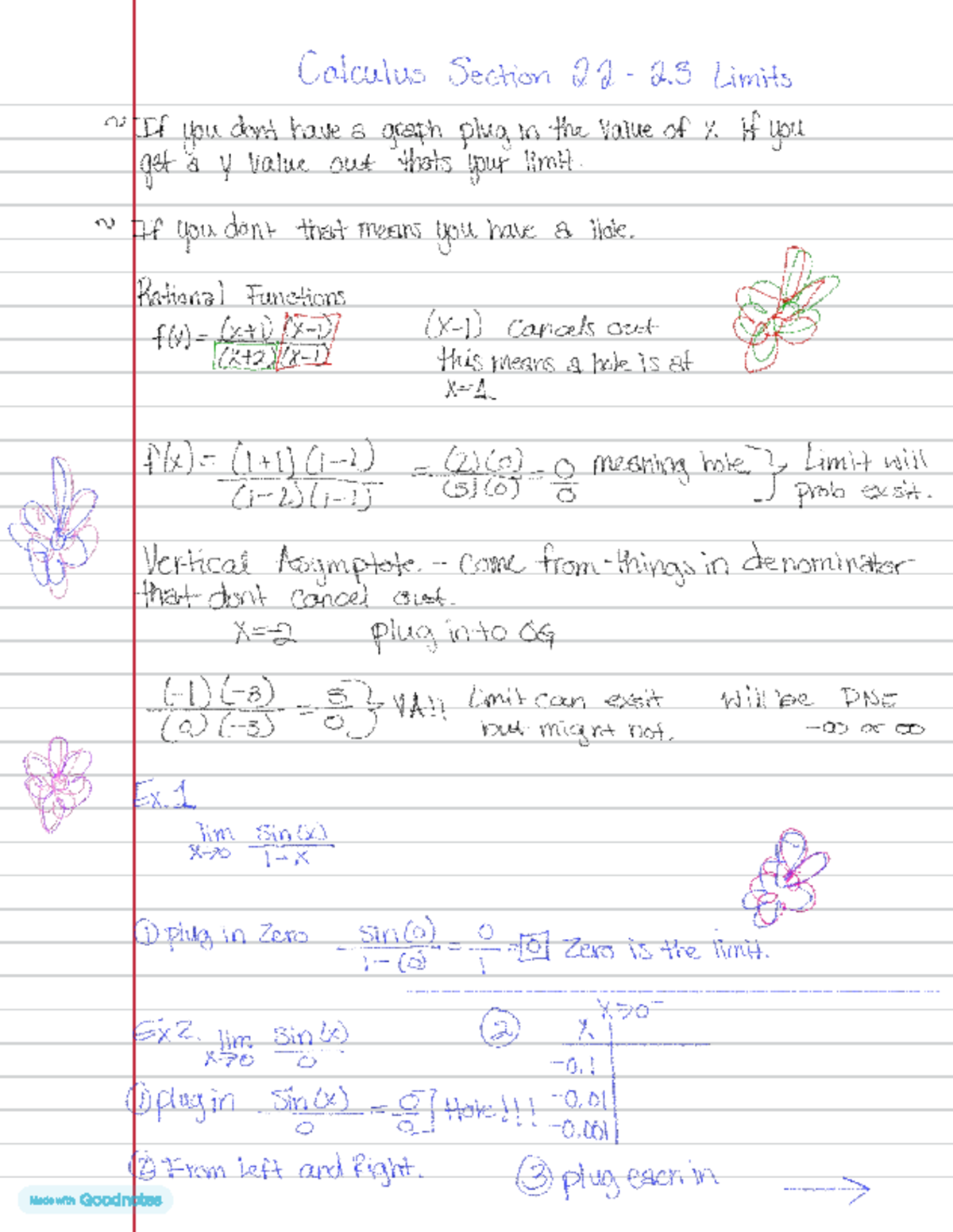 Math Notebook 2 - Limits - Calculus Section 22-2. 3 Limits ~ If you don ...