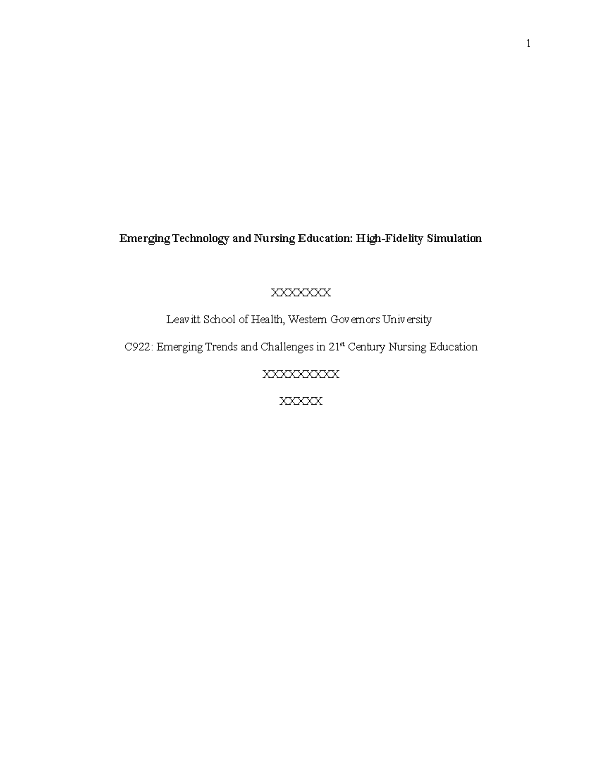 Implementing HFS in Nursing Ed: C922 Curriculum Proposal - Studocu