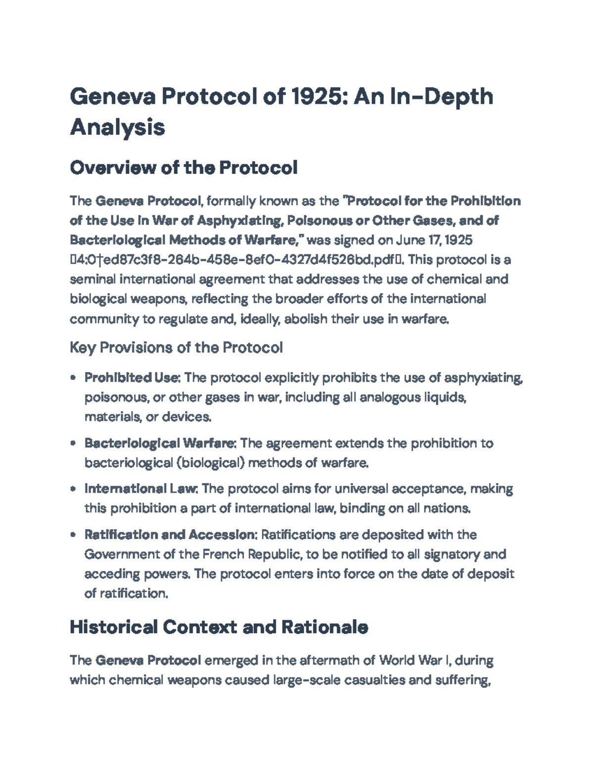 Geneva Protocol of 1925: Analysis of Chemical and Biological Warfare ...