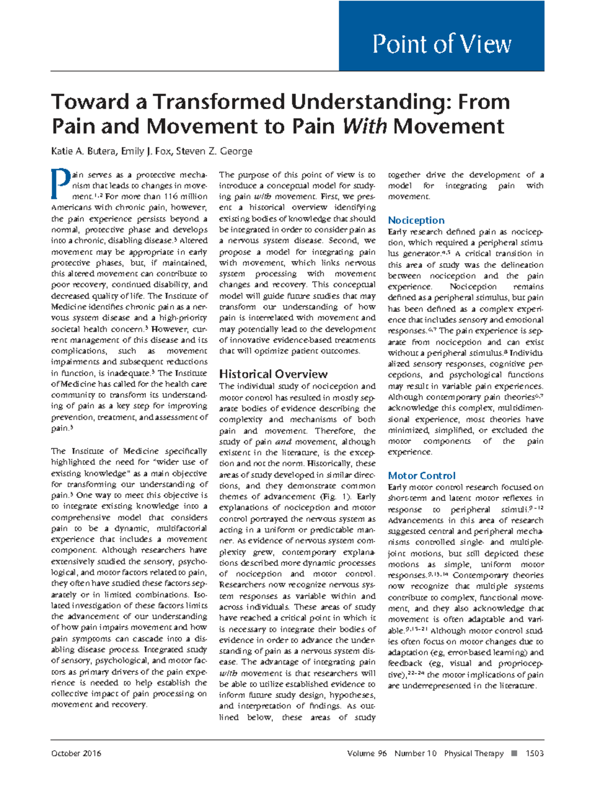 Understanding Pain Through Movement: An Integrated Model Approach (PT ...