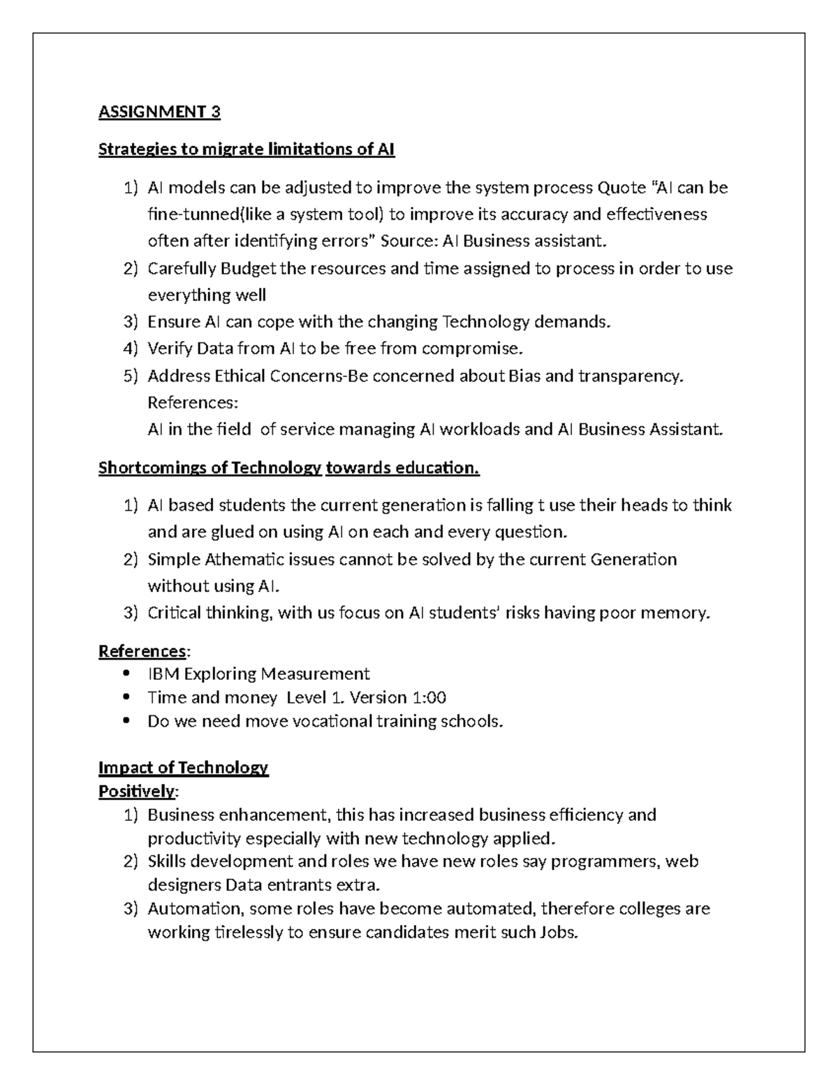 Assignment 3 - Strategies for AI Migration Limitations in Education ...